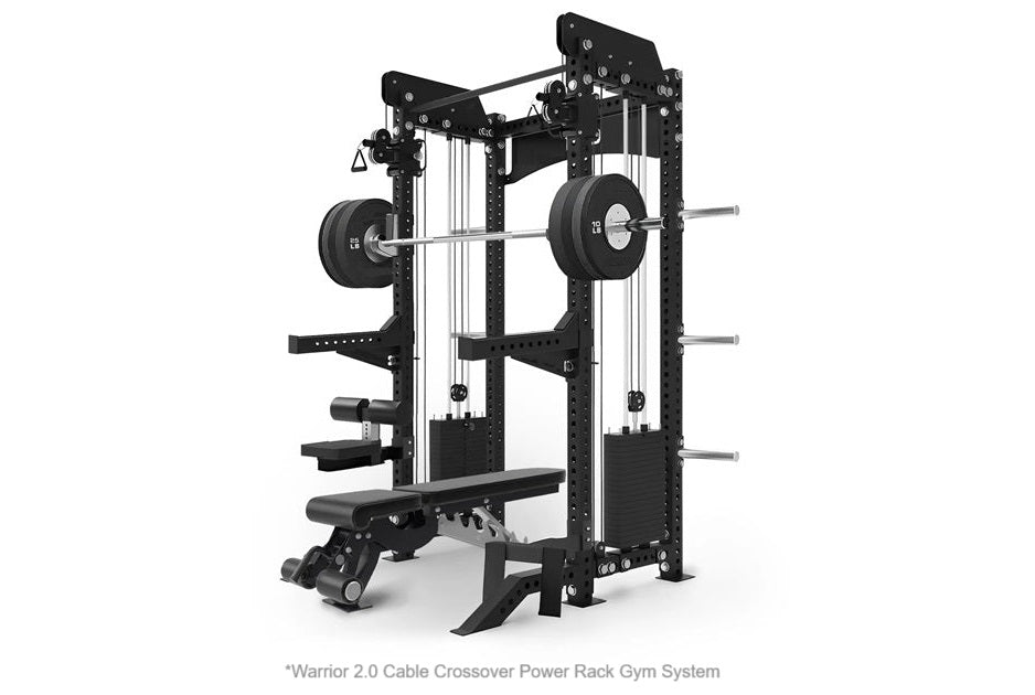 Warrior 3.0 Cable Crossover Pulley Power Rack Gym System w/ Lat Pulldo ...